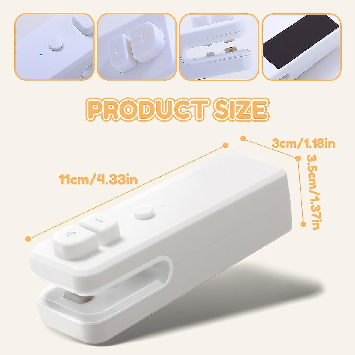 Mini Bag Sealer, 2025 New 2 in 1 Heat Sealer with Cutter USB Rechargeable Mini Sealing Machine Heat Seal Tool, Portable Vacuum Food Sealer Bag Sealing Machine for Plastic Bags Snack Bags (White)