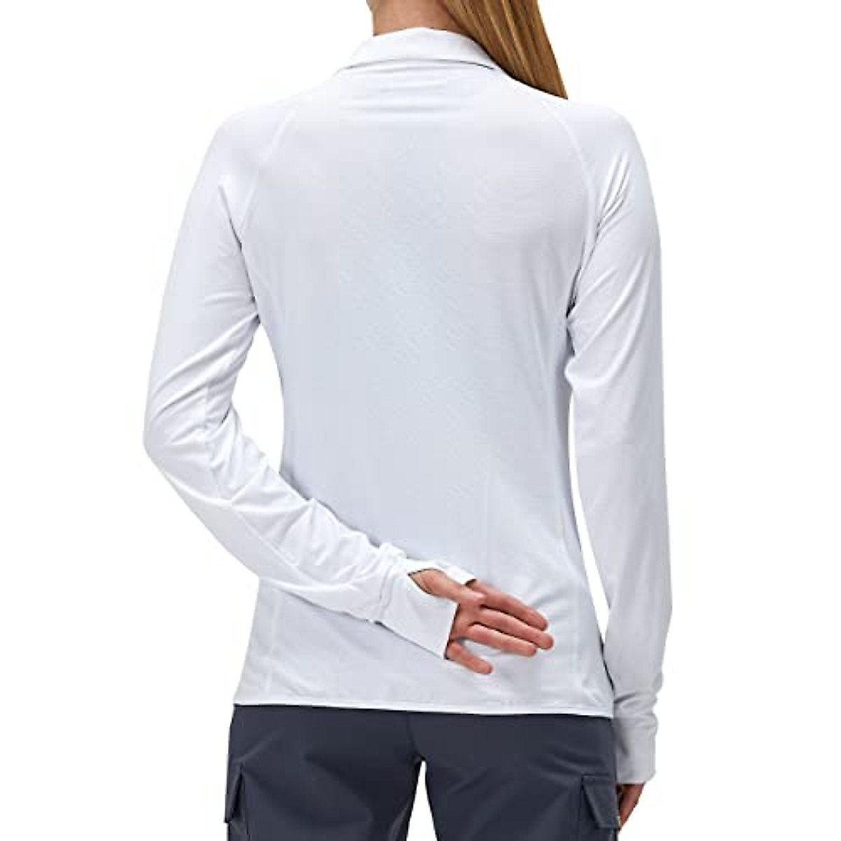 Women's UPF 50+ UV Sun Protection Clothing Long Sleeve Athletic Hiking Shirts Lightweight SPF Zip Up Outdoor Jacket (White,M)