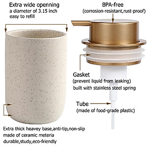 rejomiik Foaming Soap Dispenser Thick Ceramic Foam Hand Soap Dispenser for Bathroom or Kitchen Sink, Liquid Pump Bottles for Hand soap, Body Wash, Beige