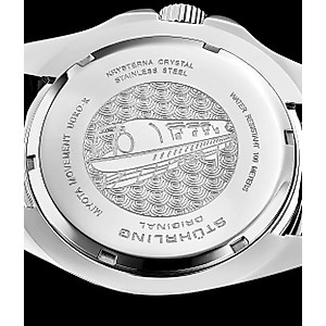 Stuhrling Original Men's Watch Dive Watch Silver 42 MM Case with Screw Down Crown Rubber Strap Water Resistant to 330 FT (Black)