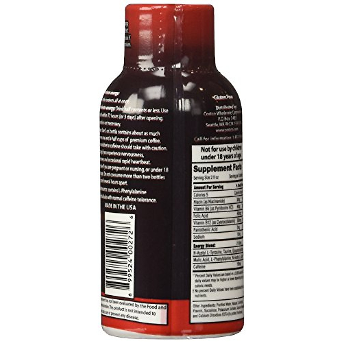 Kirkland Signature Extra Strength Energy Shot Berry, Pomeganate and Grape, 2 oz, 48 Count