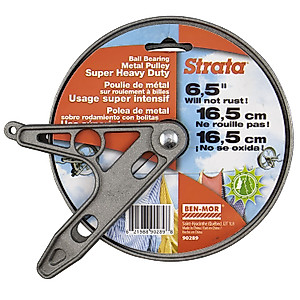 Ben-Mor Strata Outdoor Clothesline Pulley Ball Bearing Style - 6.5” Heavy Duty Metal, Rustproof Silver Pulley for Clothes Line Outdoors, Outdoor Laundry Line Pulley for Clothes,Coats, Blankets(1 unit)