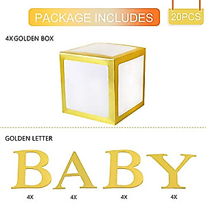Baby Shower Decorations Gold Large Baby Box Baby Blocks Decorations for Baby Shower Boy Girl 1st Birthday Party Decorations by QIFU
