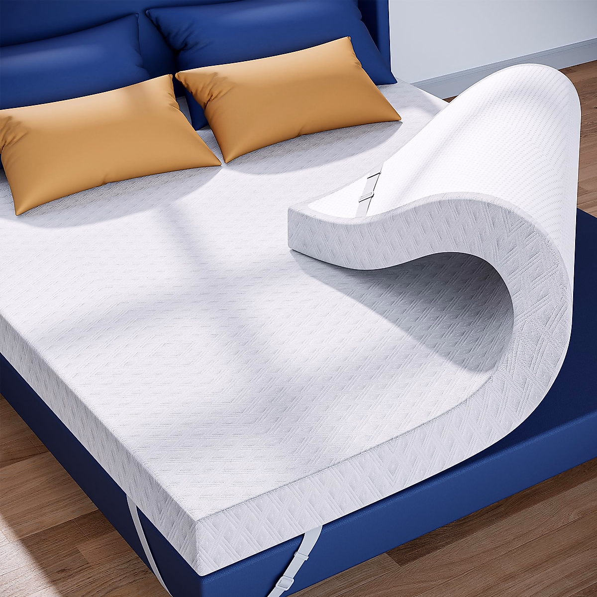 RISAR Memory Foam Mattress Topper Queen Size Bed Topper Queen 3’’ Inch High Density Mattress Cooling Gel Thick Topper for Back Pain Relief Best Soft Bed with Cover Top Mattress (60x80 Inch)