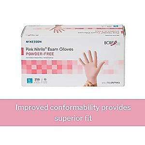McKesson Pink Nitrile Exam Gloves - Powder-Free, Latex-Free, Ambidextrous, Textured Fingertips, Non-Sterile - Size Small, 250 Count, 1 Box