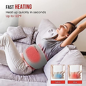 Snailax Heating Pad for Back Pain Relief,Belly Wrap Belt with 3 Vibration Modes & Adjustable Strap,Heating Pad for Cramps,3 Heat Setting & Auto Shut Off, Gifts(Gray)