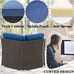 iArtHand 7PCS Patio Sofa Set with Coffee Table Patio Conversation Set Outdoor Sectional Sofa PE Rattan Set Outdoor Furniture Sets All Weather with Thickened Cushion, Manual Weaving