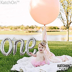Big, Silver One Balloon for First Birthday - 20 Inch | One Birthday Balloon for Winter Onederland 1st Birthday Girl Decorations | One Silver Balloon, One Mylar Balloon | One Balloons for 1st Birthday