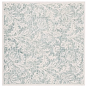 SAFAVIEH Micro-Loop Collection 5' Square Grey/Ivory MLP379F Handmade Premium Wool Area Rug