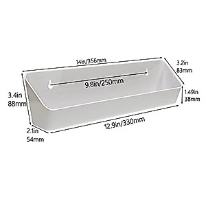 Bueyfolt 14" Kitchen Sink Front Tip-Out Accessory Trays with Mounting Screws, White, 2 Pack (Conventional Open Tray and Accessory Tray with Ring Holder and Soap Dish) Hinges are Not Included