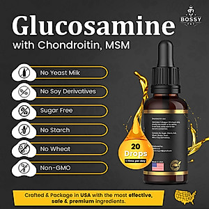 Glucosamine Liquid for Dogs & Cats - Joint Supplement for Dogs & Cats - Joint Supplement with Chondroitin, MSM, Hyaluronic Acid, Biotin, Collagen Peptides & Taurine - Max Potency for Hip & Joint Care.