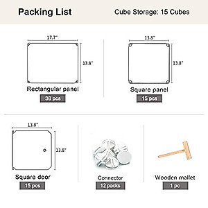 KOUSI Large Cube Storage - 14"x18" Depth Cube (15 Cubes) Organizer Shelves Clothes Dresser Closet Storage Organizer Cabinet Shelving Bookshelf Toy Organizer, White