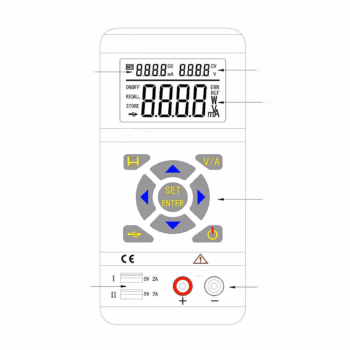 Tekpower TP3016M Portable Handheld Variable DC Power Supply with USB Port 0.3V - 12V @ 0-3.75A or 0.3V-30V@ 1.6A with VC and CC Control
