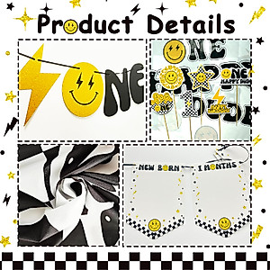 One Happy Dude 1st Birthday Decorations - Lightning Bolt One Happy Dude First Birthday Backdrop Balloons Arch Box High Chair Banner Birthday Party Idea for Baby Boys|Girls