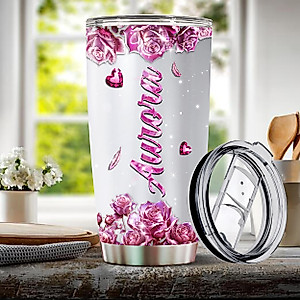 WONWIX Personalized Chicken Coffee Mug For Women Travel Drinking Cups Chickens Gifts For Mom Ladies Jewelry Birthday Christmas Valentine Mothers Day 20oz Stainless Steel Tumblers With Lids