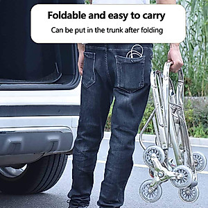 GTFDXJ Folding Heavy-Duty Trolley, Moving Goods and Handling Stainless Steel Domestic Trailer Trolley Car Climbing Stairs Stable Cart,D