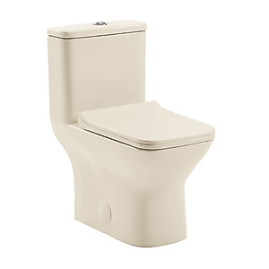 Swiss Madison SM-1T256 Carre One-Piece Toilet, Square Toilet, Dual-Flush Toilet 1.1/1.6 gpf, Modern Toilet, Toilets for Bathrooms on Bisque