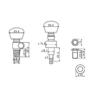 KAISH Chrome 5th Banjo Geared Tuner Tuning Keys Peg Machine Heads w/Pearl Button