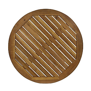Christopher Knight Home Brigitte Outdoor Round Acacia Wood Bistro Table with X Legs, Teak