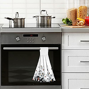 ZOEO Kitchen Hand Towel Butterfly Gray Flower Set of 2 Hanging Tie Towels Dishcloth Super Soft Absorbent Luxury Washcloths Bathroom Toilet Decor