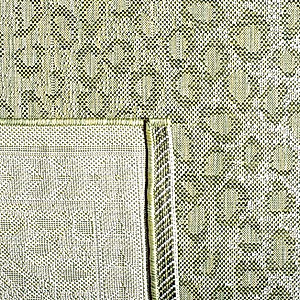 SAFAVIEH Courtyard Collection Runner Rug - 2'3" x 12', Light Green & Ivory, Leopard Print Design, Non-Shedding & Easy Care, Indoor/Outdoor & Washable-Ideal for Patio, Backyard, Mudroom (CY6100-52712)