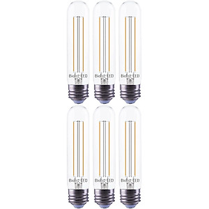 Bioluz LED 94 CRI T10 LED Bulb 40W (Uses only 5W) E26 Base Filament Bulb Soft White 3000K T10 LED Edison Bulb Works with Dimmable or Non-Dimmable UL-Listed Title 20 High Efficacy Lighting 6-Pack