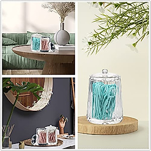 RAYYXP 10 Oz Qtips Holder Clear Plastic with Lid Cotton Swab Container Bathroom Apothecary Storage Jars, Vanity Countertop Canister for Qtips,Cotton Balls,Swabs,Round Pads,Makeup Sponges