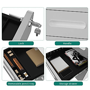 YITAHOME 3-Drawer Rolling File Cabinet, Metal Mobile File Cabinet with Lock, Filing Cabinet Under Desk fits Legal/A4 Size for Home/Office, Fully Assembled-Gray and White