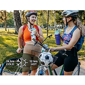 DLOCCOLD 20 oz Stainless Steel Tumbler with Flip Straw & Handle, Insulated Double Walled kids Water Bottle, Leak Proof, Reusable Cup 2-in-1 Straw & Sip Lid, Cupholder Friendly