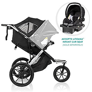 Evenflo Victory Plus Jogger Stroller, Compact, Lightweight, Self-Standing, Ample Storage, Large Tires, Swivel Wheel, Full Coverage Canopy, Multi-Reclining Seat, Compatible With LiteMax Infant Car Seat