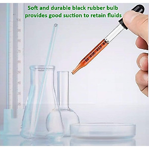 Pack of 4 Graduated 1ml, Glass Dropper with Black Suction Bulb, Medicine Eye Droppers 3" Straight Tip Calibrated for Essential Oils, Science Laboratory Medicine Art Liquid Plant Nutrients