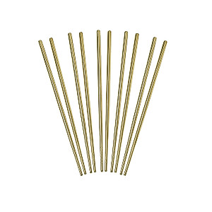 Helen's Asian Kitchen Stainless Steel Chopsticks, Set of 5-Pair, One Size, Gold