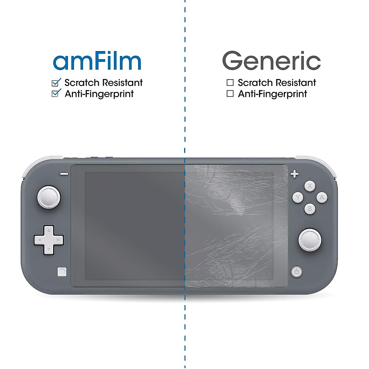 amFilm Anti-Glare Glass Screen Protector for Nintendo Switch Lite (2019) (2 Pack) (Matte)