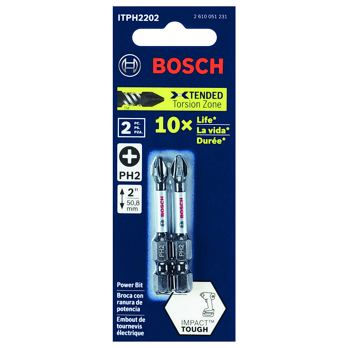 BOSCH ITPH2201 1-Piece 2 In. Phillips #2 Impact Tough Screwdriving Power Bit