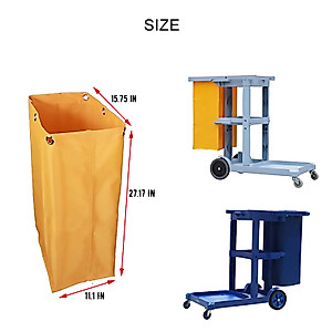 Replacement Janitorial Cart Bag-16 x 11 x 27inches, High Capacity Waterproof Thickened Housekeeping Commercial Janitorial Cleaning Cart Bag with 6 Brass Grommets - 23 Gallon (Yellow)