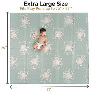 JumpOff Jo Baby Play Mat - Extra Large Folding Foam Play Mat for Infants, Babies, Toddlers, Waterproof, Double-Sided (77" x 70") - Oh Deer - Starburst