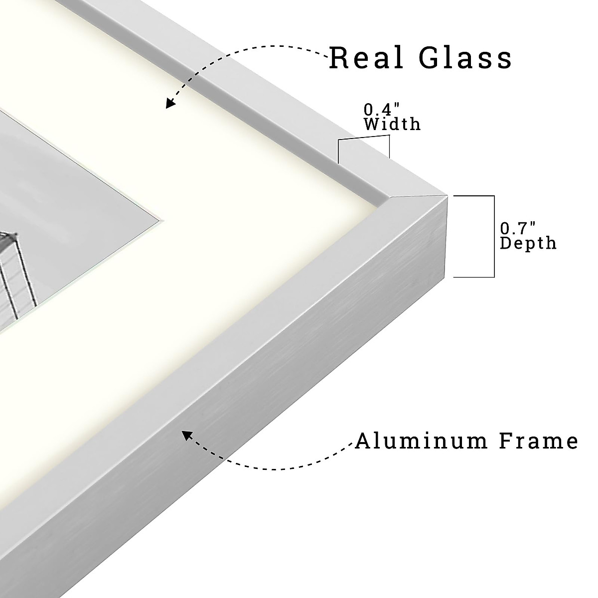 Frametory, 16x20 Metal Picture Frame with Mat for 11x14 Picture & Real Glass, Aluminum Photo Frame Collection (Silver, 2 Pack)