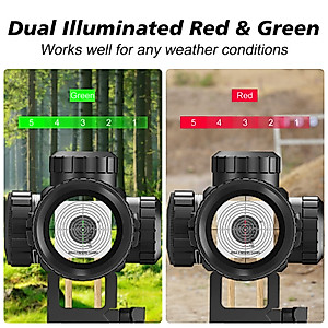 Paike 1.5-5x32 Crossbow Scope with Rangefinder Reticle, 20-100 Yards Ballistic Reticle, 300-450FPS Speed Adjustment Crossbow Scopes, Red Green Illuminated Optics Scope