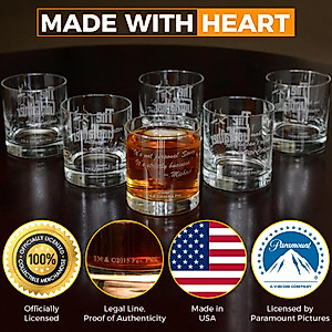 The Godfather Etched Whiskey Glass - with Logo & Quote ''Don't ask me about my business'' - Officially Licensed, Premium Quality, Handcrafted Glassware, 11 oz. Perfect Collectible Rocks Glass