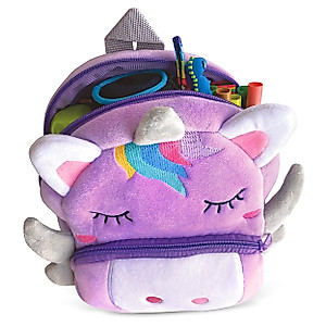 Svitbag Toddler Animal Cartoon Small Mini Backpack with Adjustable Straps for Boys and Girls - Travel Carrier for Toys, Crafts, Essentials - Unique Birthday Gift for 1-5-year-old (Unicorn)