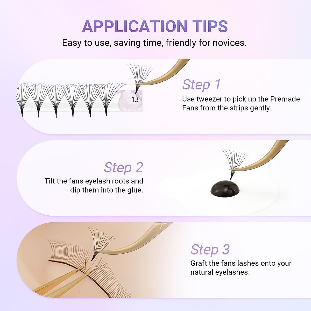 NAGARAKU Premade Fans Eyelash Extensions 320 Fans 6D Volume 0.07mm D curl 9-14mm Mix Tray Sharp Narrow Stem Clusters Thin Pointy Base Russian Pre Fanned Fluffy Matte Black