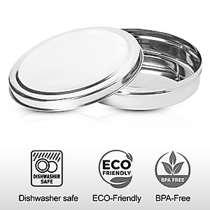 KSJONE Stainless Steel Chocolate Flat Slim and Sleek Canisters/Puri Dabba/Storage Containers Set of 3 Pcs Big Set (23 Oz, 30 Oz, 40 Oz)