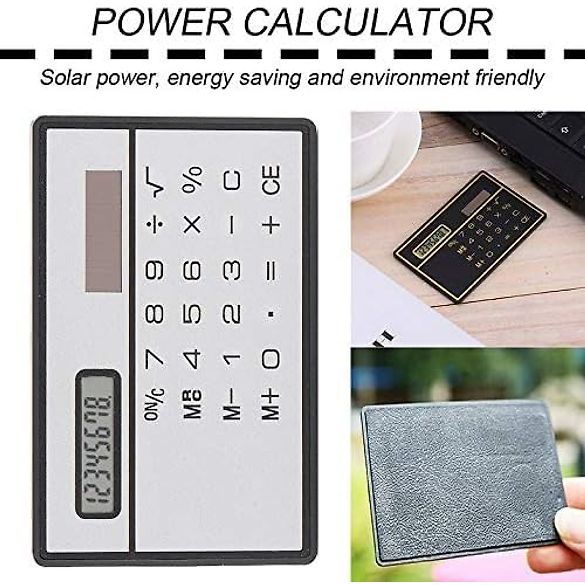 8 Digit Silver and Black Ultra Thin Solar Power Calculator with Touch Screen Credit Card Design Portable Mini Calculator for Business School Basic Office Calculators