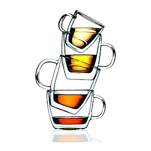 Bodum Bistro Coffee Mug (2-Pack) and Bodum Pavina Glass Double-Wall Insulated Glasses