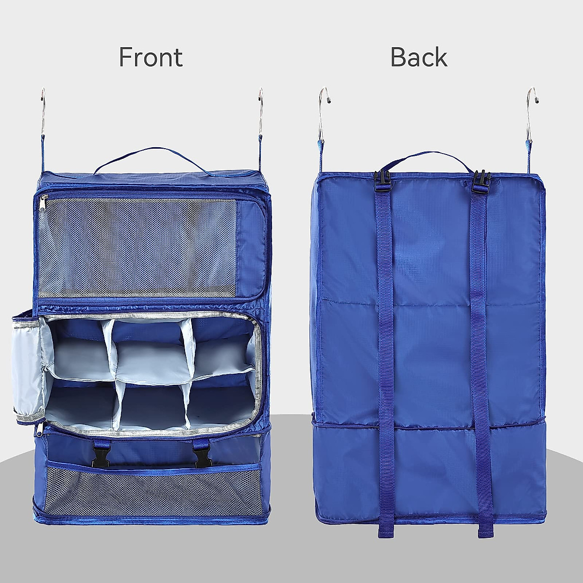 Surblue Hanging Travel Shelves Compression Packing Cube for Carry-on Luggage Suitcase Collapsible with Extension Layer Large Capacity, Blue, XXL