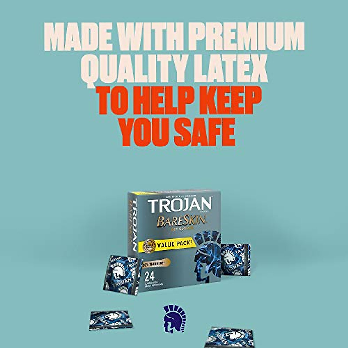 Trojan Bareskin Thin Premium Lubricated Condoms - 24 Count