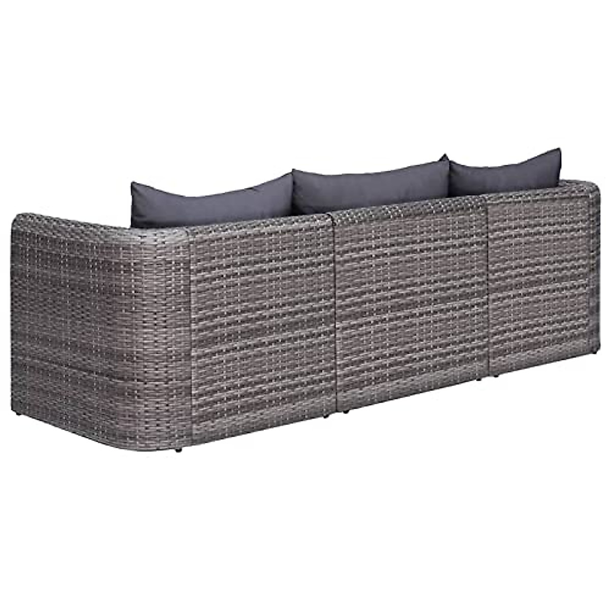 REWIS Outdoor Patio Set,Boho Patio Furniture,Balcony Furniture, 3 Piece Patio Sofa Set with Cushions Gray Poly Rattan