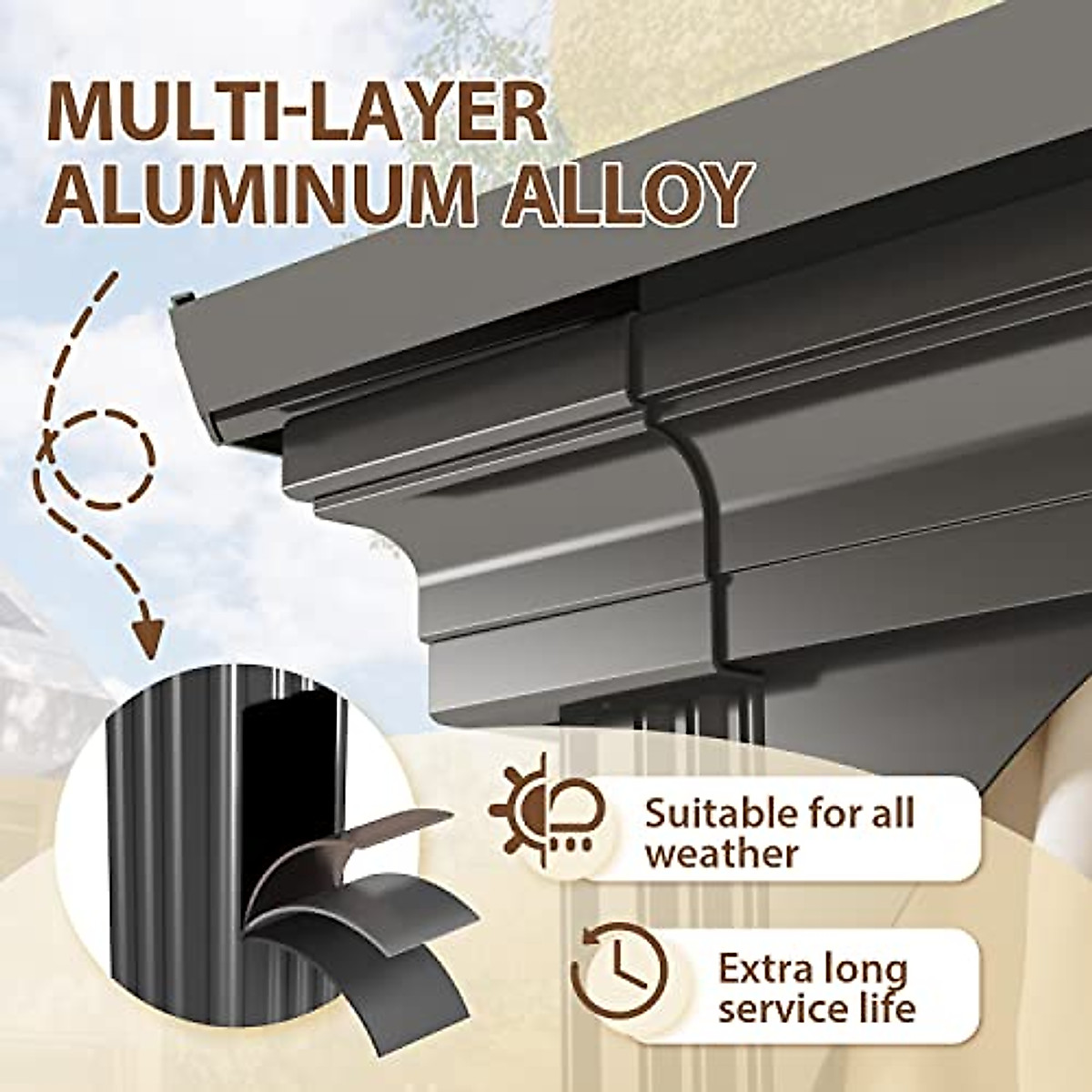 Devoko 10X13 FT Hardtop Gazebo Double Polycarbonate Roof Outdoor Canopy Gazebo with Nettings and Curtains Aluminum Frame for Patios, Gardens, Lawns (10' x13' Double Polycarbonate Roof)