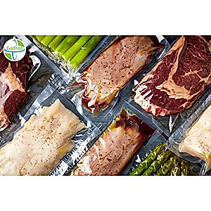 EverFresh 4 x 11" x 25' (Total 100 feet) Vacuum Sealer Rolls-Vacuum Sealer Bags-Vacuum Sealer Machine-Food Sealer Bag-Rolls Compatible with FoodSaver Machines-Sous Vide Bags-Freezer Bags-4 Pack-BPA Free Food Bags-15% thicker embossing than leading supplie