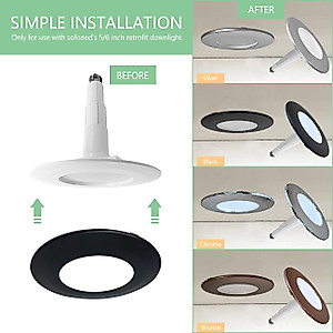 Soliseed Black Trim Ring for 5/6 Inch Recessed lighting,Can Lights Trim Cover, Outer Diameter 7.59 inches, Inner Diameter 4.44 inches,Thickness 0.37 inches, Durable Plastic Design, 4 Pack